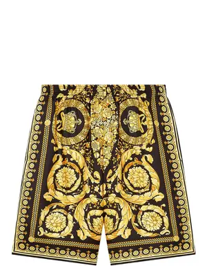 Versace Versace Barocco Print Silk Twill Shorts Print