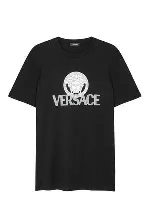 Versace Printed Cotton-jersey T-shirt - Black