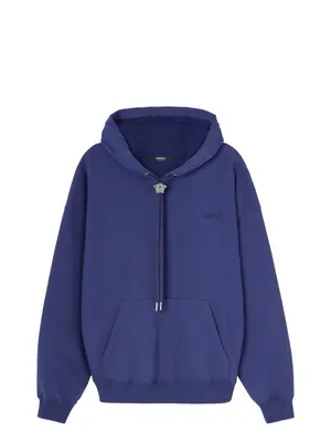 Versace Versace Embroidered Cotton-Jersey Hoodie Blue