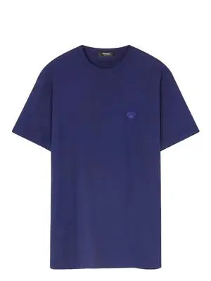 Versace Embroidered Cotton-jersey T-shirt - Blue