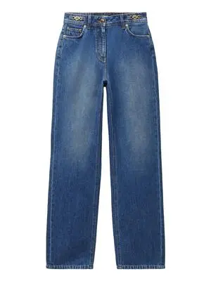 Versace Versace Stone-Washed Straight Leg Jeans With Medusa '95 Emblem Blue