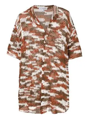 AMIR SLAMA Mélange Crochet-knit Shirt - Brown
