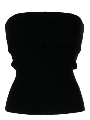 Alexander Wang Double-layer Ribbed-knit Strapless Top - Black