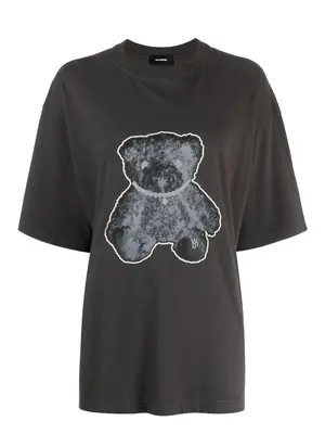 We11Done Teddy-print Cotton T-shirt - Grey