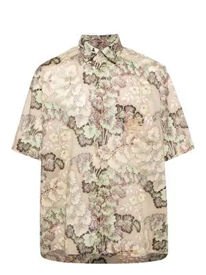 Etro Pegaso-embroidered Floral-motif Shirt - Neutrals