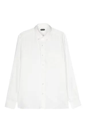 TOM FORD Buttoned-collar Poplin Lyocell Shirt - White