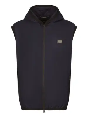 Dolce & Gabbana Logo-plaque Hooded Gilet - Blue