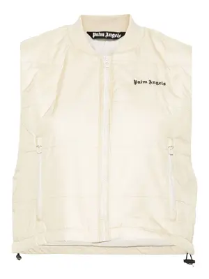 Palm Angels Logo-print Down Vest - Neutrals