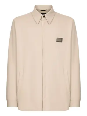 Dolce & Gabbana Logo-appliqué Shirt Jacket - Neutrals