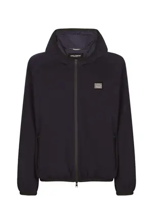 Dolce & Gabbana Logo-plaque Hooded Jacket - Blue