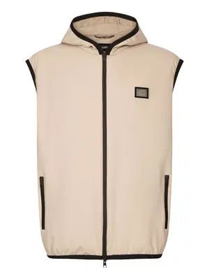 Dolce & Gabbana Logo-plaque Hooded Gilet - Neutrals