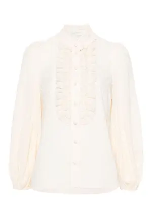 Zimmermann Ruffle-detail Cotton Top - Neutrals
