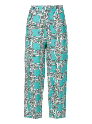 AMIR SLAMA Graphic-print Cropped Trousers - Blue