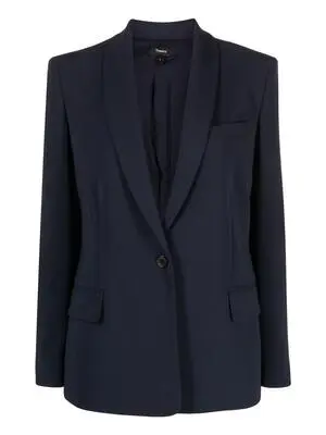 Theory Single-breasted Blazer With Shawl Lapels - Blue