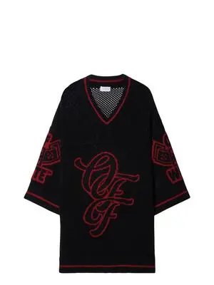 Off-White Varsity Knitted-mesh T-shirt - Black