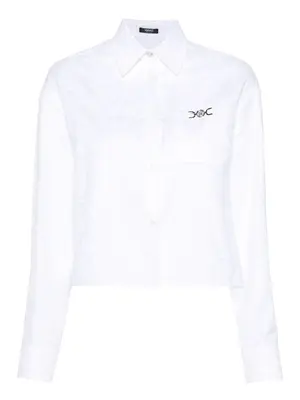 Versace Barocco Jacquard Cropped Shirt - White