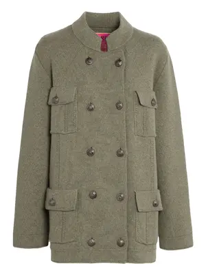 BARRIE Double-breasted Military Coat - Green
