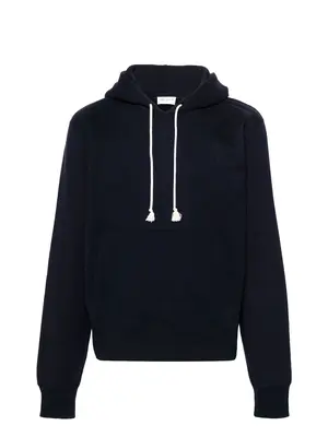 Saint Laurent Cassandre-embroidered Cotton Hoodie - Blue