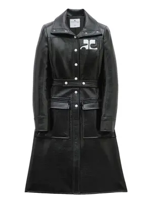 COURREGES Logo-patch Trench Coat - Black