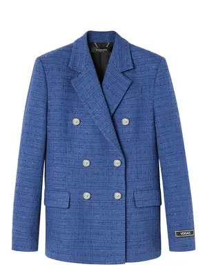 Versace Metallic-threading Double-breasted Blazer - Blue
