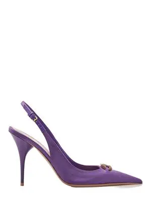 Valentino Garavani Vlogo The Bold Edition Leather Slingback Pumps - Purple