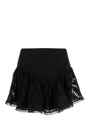 Charo Ruiz Ibiza Embroidered Peplum Mini Skirt - Black