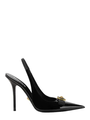Versace 120mm Leather Pumps - Black