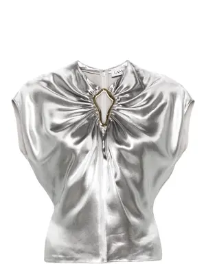LANVIN Embellished Lamé Top - Silver