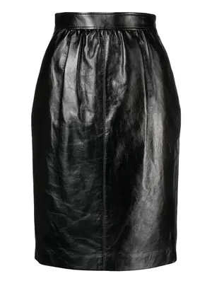 Saint Laurent High-waist Leather Pencil Skirt - Black