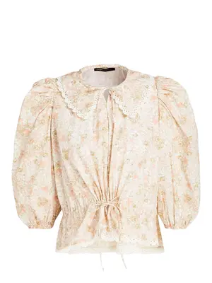 Maje Crochet-trimmed Floral-print Blouse - Blush