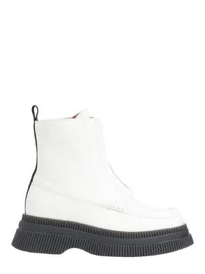 GANNI Leather Platform Ankle Boots - White
