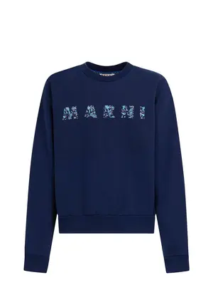 Marni Logo-print Cotton Sweatshirt - Blue