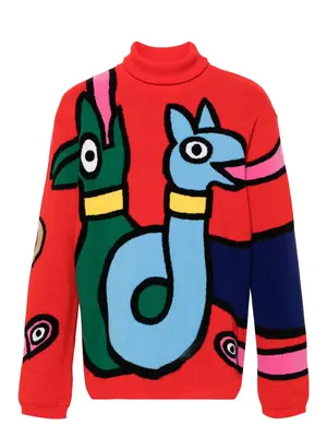WALTER VAN BEIRENDONCK Viper Wool Jumper - Red