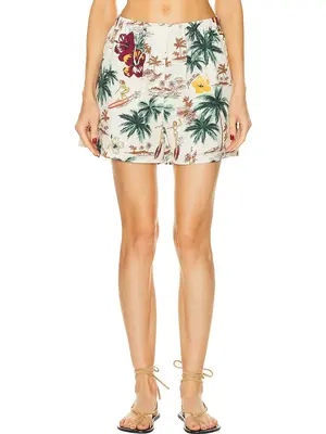 Miu Miu Hawaii Print Short - Avorio