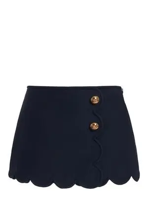 Valentino Garavani Scalloped Wool-silk Crepe Mini Skort - Navy
