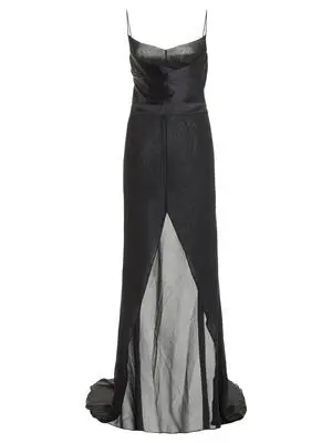 Burc Akyol Siren Cummerbund-detailed Silk-satin Dress - Black