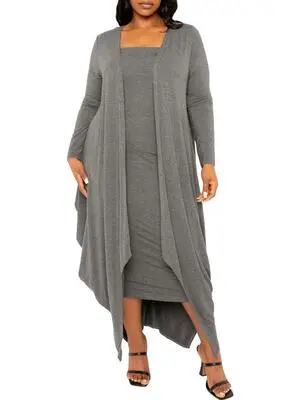 BUXOM COUTURE Cascade Bubble Hem Cardigan - Charcoal Grey