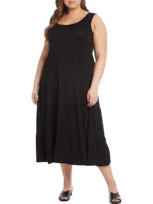 Karen Kane Tiered Midi Tank Dress - Black