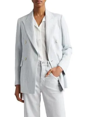 Eleventy Textured Linen-blend Blazer - Baby Blue