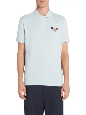 Moncler Logo Patch Cotton Piqué Polo - Baby Blue
