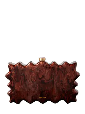 Cult Gaia Paloma Marbled Acrylic Clutch Metallic