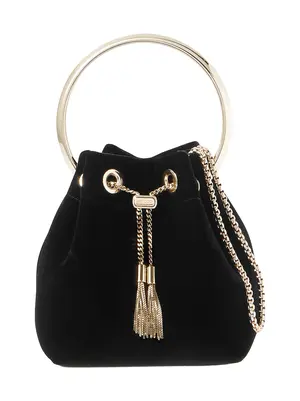 JIMMY CHOO Bon Bon Velvet Bucket Bag - Black