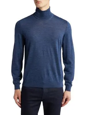 BOSS Musso Virgin Wool Turtleneck Sweater - Bright Blue
