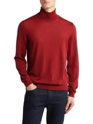 BOSS BOSS Musso Virgin Wool Turtleneck Sweater Medium Red