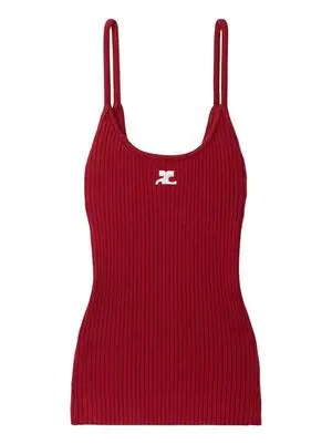 COURREGES Reedition Appliquéd Ribbed-knit Tank - Red