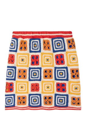 Escvdo Net Sustain Santería Crocheted Organic Pima Cotton Mini Skirt - Multi