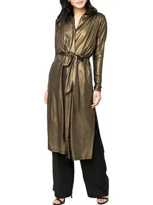 GIBSONLOOK Metallic Duster With Tie Belt - Gold/black