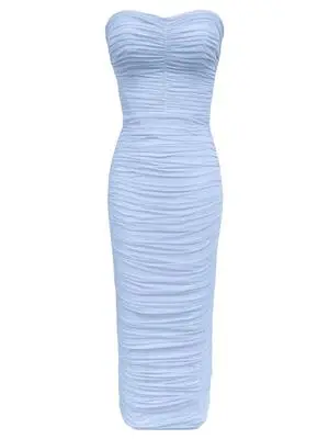 DRESS THE POPULATION Heather Ruched Midi-dress