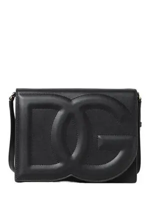 Dolce & Gabbana Leather Bag With Embossed Logo - Black