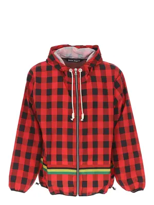 Palm Angels Checked Windbreaker Jacket - Red